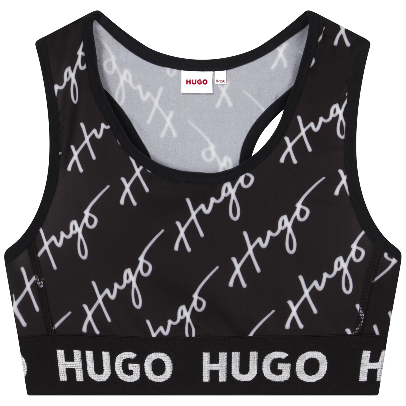 HUGO Girls Black Cropped Logo Top | USC